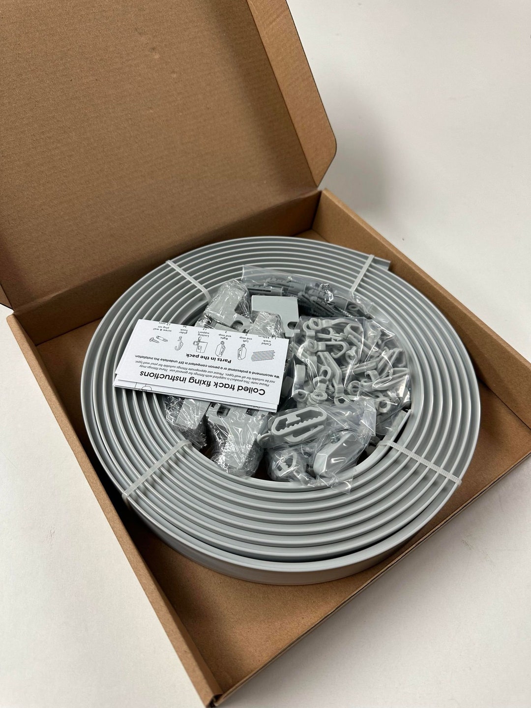 Silver 350cm PVC Coiled Curtain Track in White Can Be Cut to Any Size ...