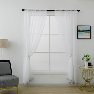 VIVA Sparkle Soft Voile Curtain Panel With Glittery Hem Ready - Etsy