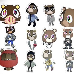 College Dropout Bear Assorted Stickers, Waterproof American Hip Hop ...