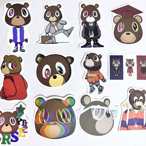 College Dropout Bear Assorted Stickers, Waterproof American Hip Hop ...