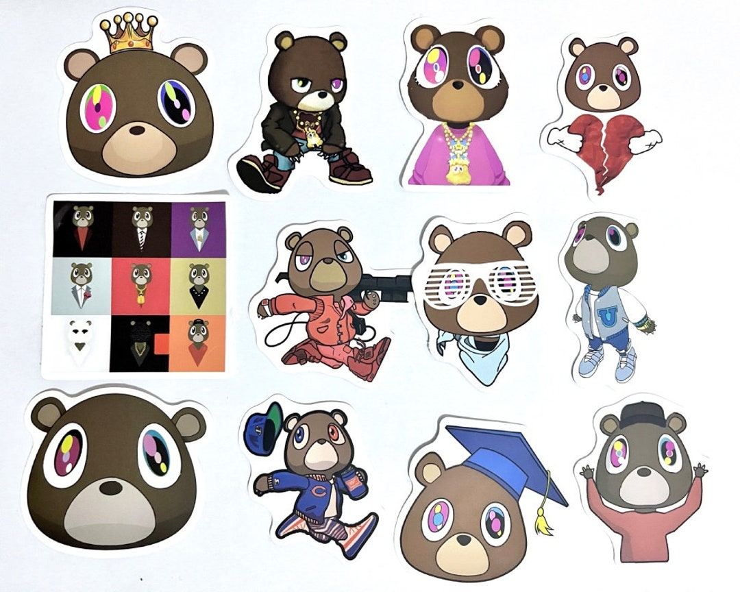 College Dropout Bear Assorted Stickers, Waterproof American Hip Hop ...