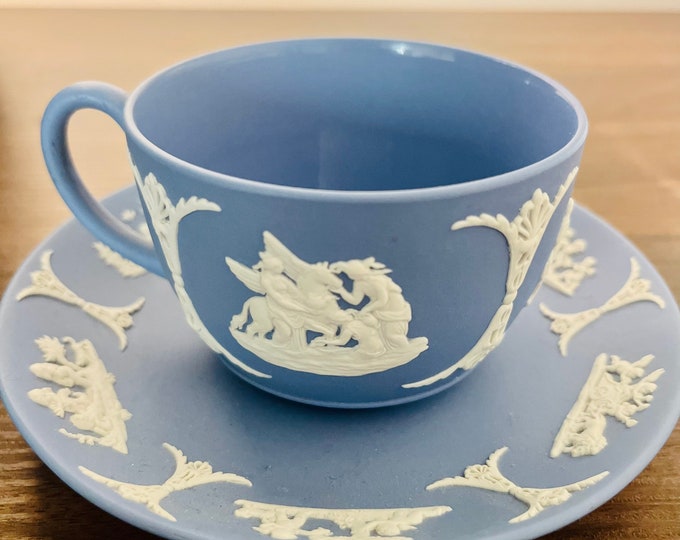 Wedgwood Jasperware Blue Tea Cup and Saucer ,collectible Wedgwood Blue ...