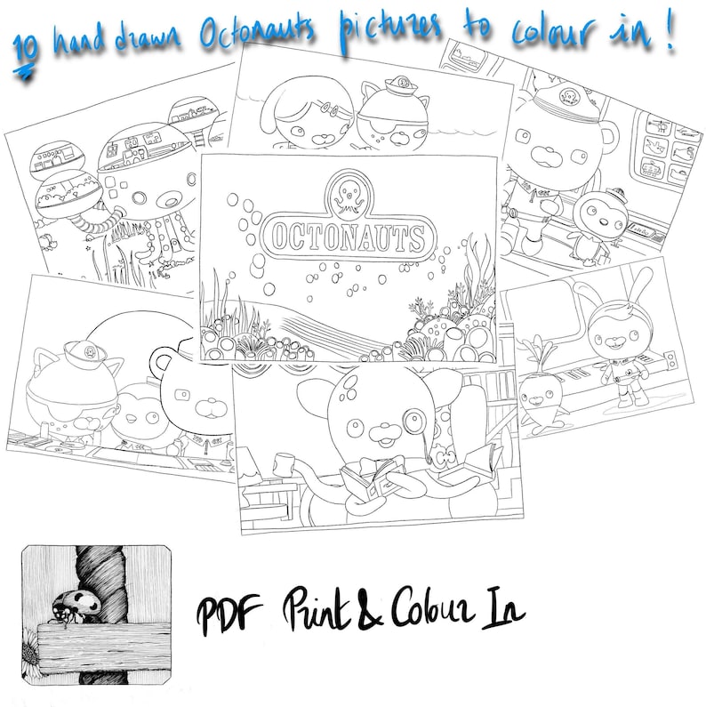 INSTANT DOWNLOAD - Hand Drawn Octonauts Illustrations for Colouring In ...