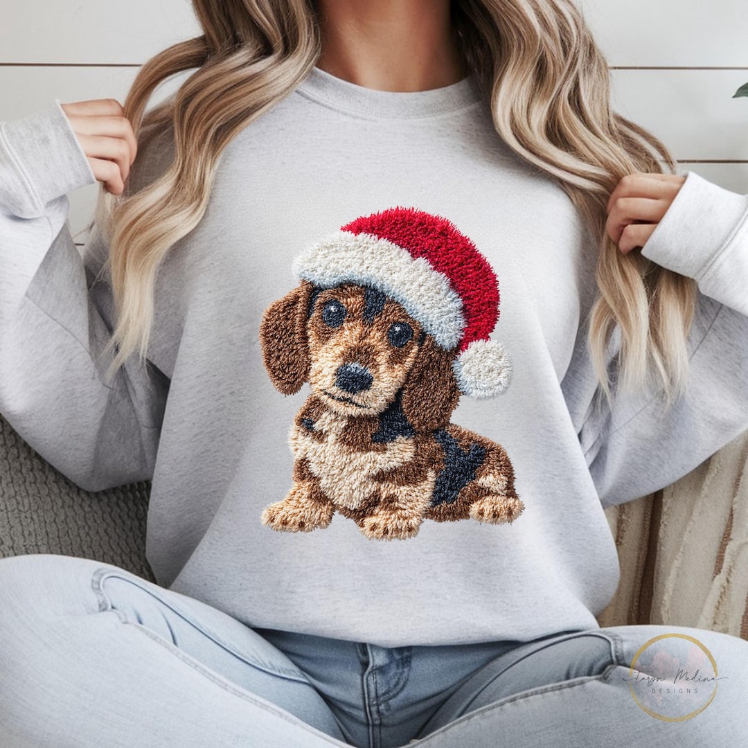 Dachshund Santa Hat Crochet PNG, Dog Lover Digital Download - Etsy