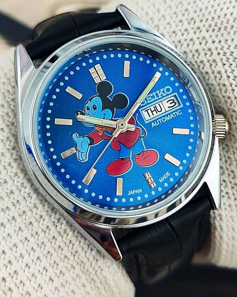 Vintage Seiko 5 Japan Automatic Men’s Watch | Blue Cartoon Dial 21 ...