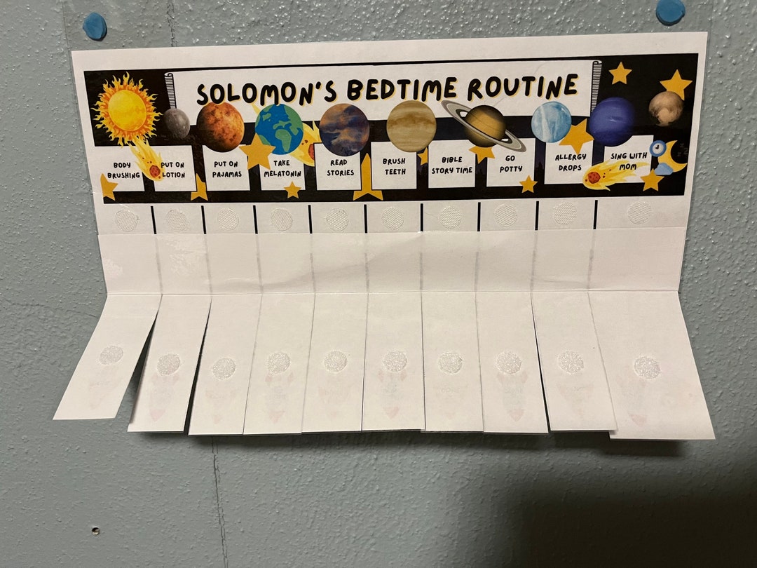 Kids Visual Schedule, PLANETS, Bedtime Routine, Flip Chart, PDF, Autism ...