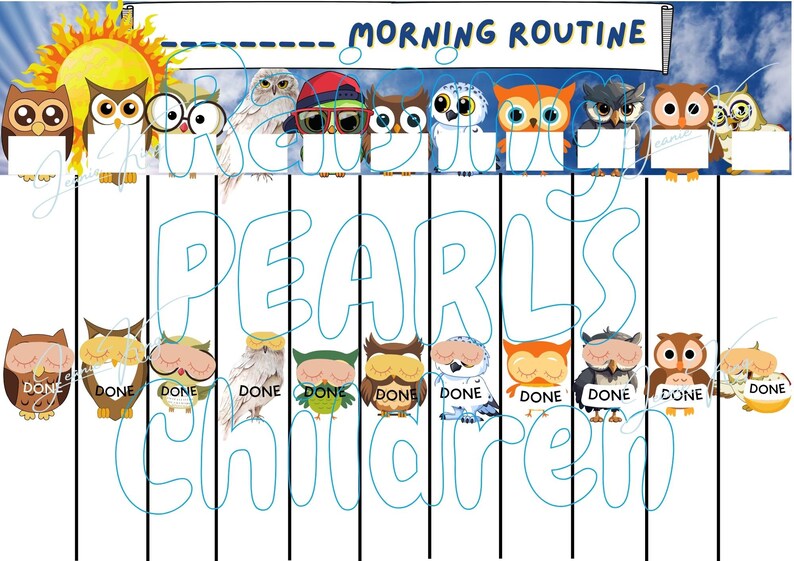 Kids Visual Schedule, OWLS, Flip Chart,autism,hyperlexia,pdf,8 1/2" X ...