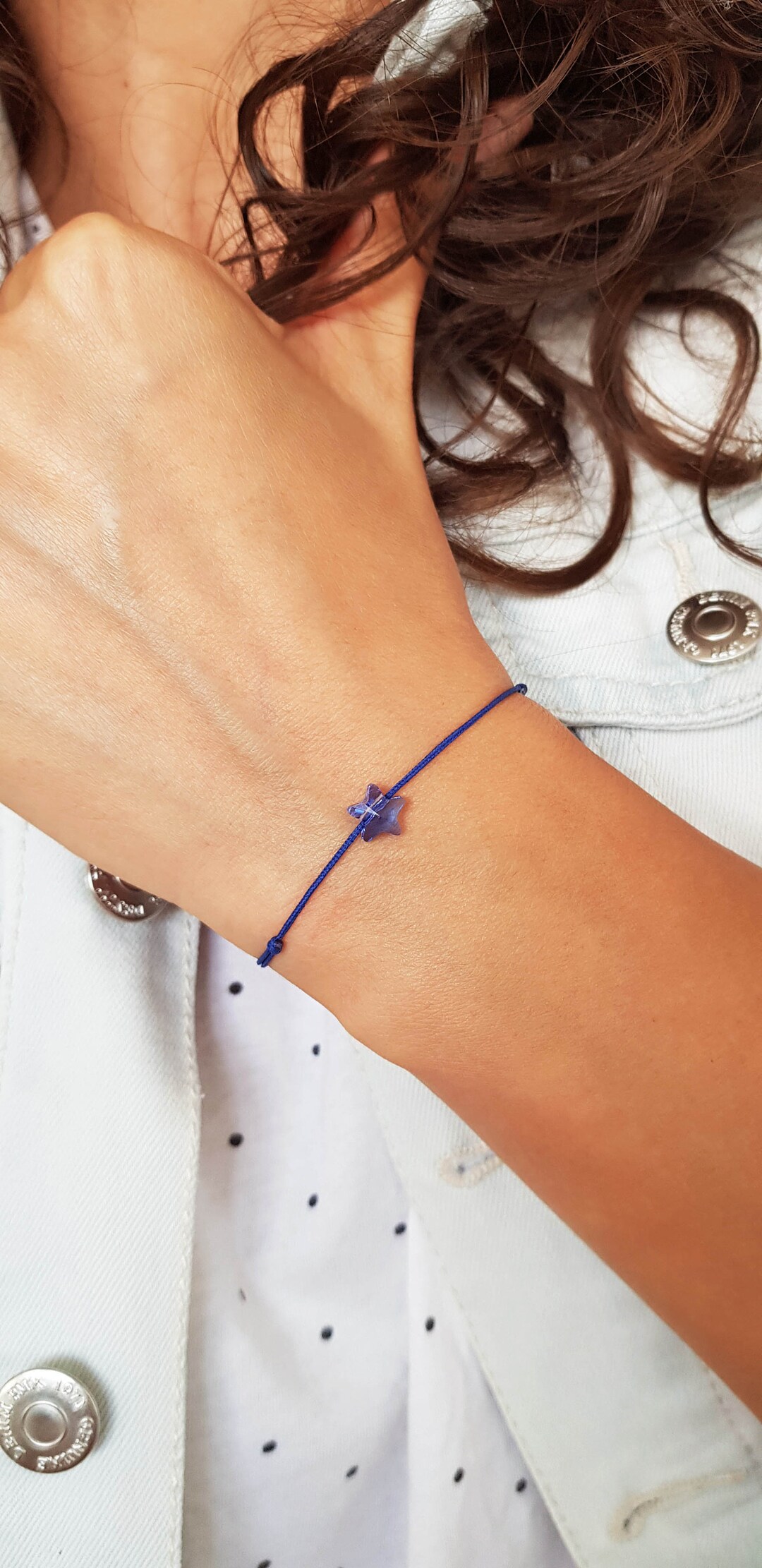 Navy Blue Star String Bracelet Tiny Star Bracelet Blue Swarovski ...