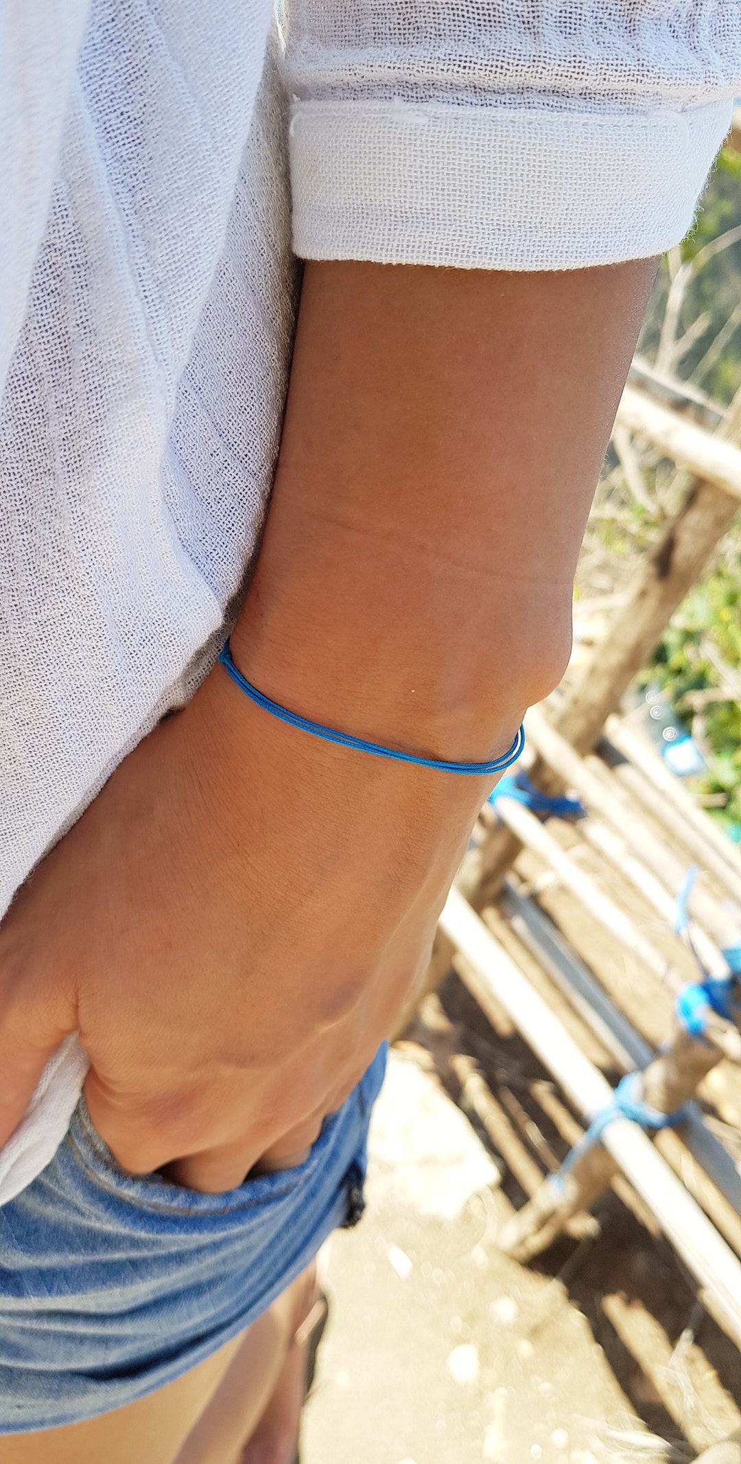 Sky Blue String Travel Girl Bracelet Surfer Bracelet for Men Sky Blue ...