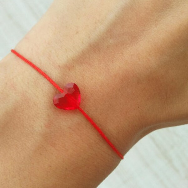 Red Heart Bracelet - Etsy