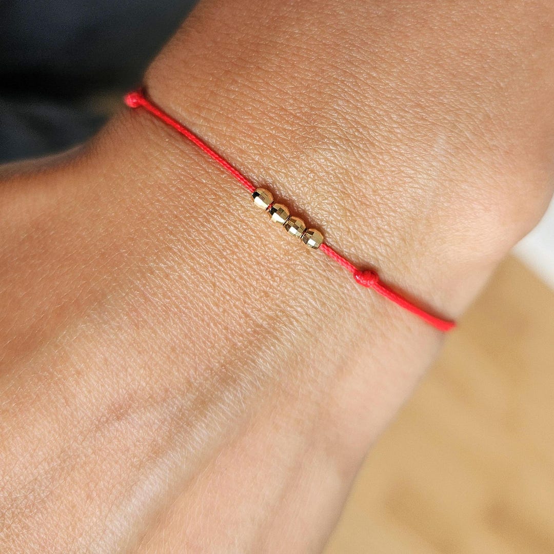 14k Solid Gold Men Black String Surfer Bracelet Men Bracelet Black ...