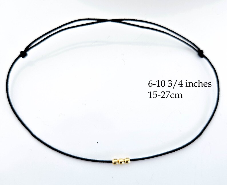 Black String 3 Rose Gold or Gold Silver Beads Surfer Black Thread ...