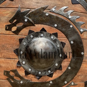 24 Medieval Armor Viking Round Shield Black Dragon Design & LARP ...