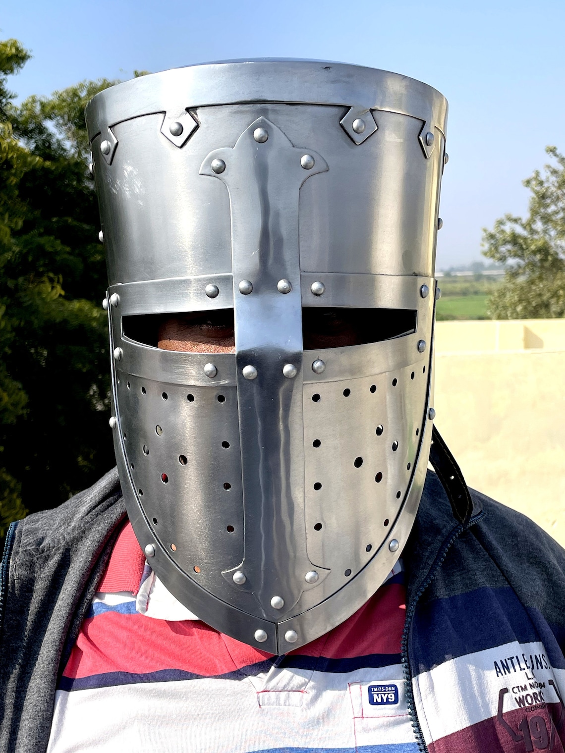 Medieval Knight Templar Helmet Knights Templar Helmet Great Helm WMA SCA LARP Fully Wearable ...