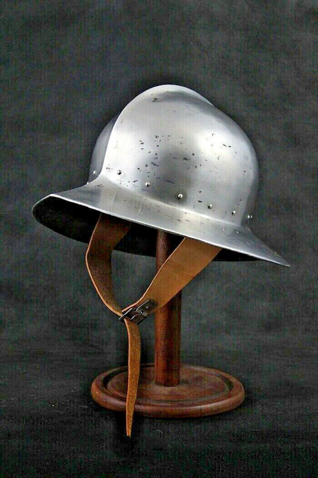 Buy Hammered 18 Gauge Steel Medieval Blackened Kettle Helmet Online in ...