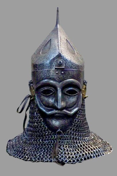 16GA Steel Medieval Norman Masked Men Face Viking Helmet W Chainmail ...
