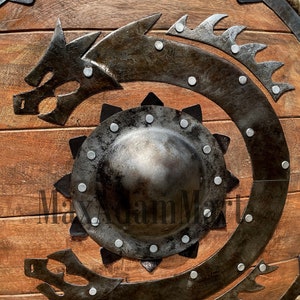 24 Medieval Armor Viking Round Shield Black Dragon Design & LARP ...
