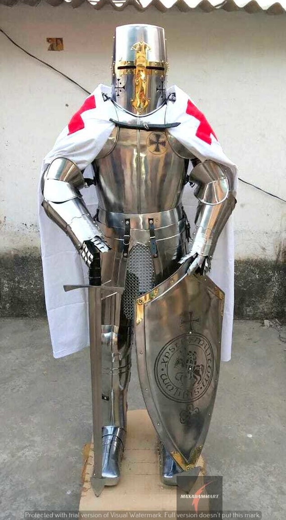 Medieval Knight Armor Crusader Suit Combat Full Body Armour Etsy