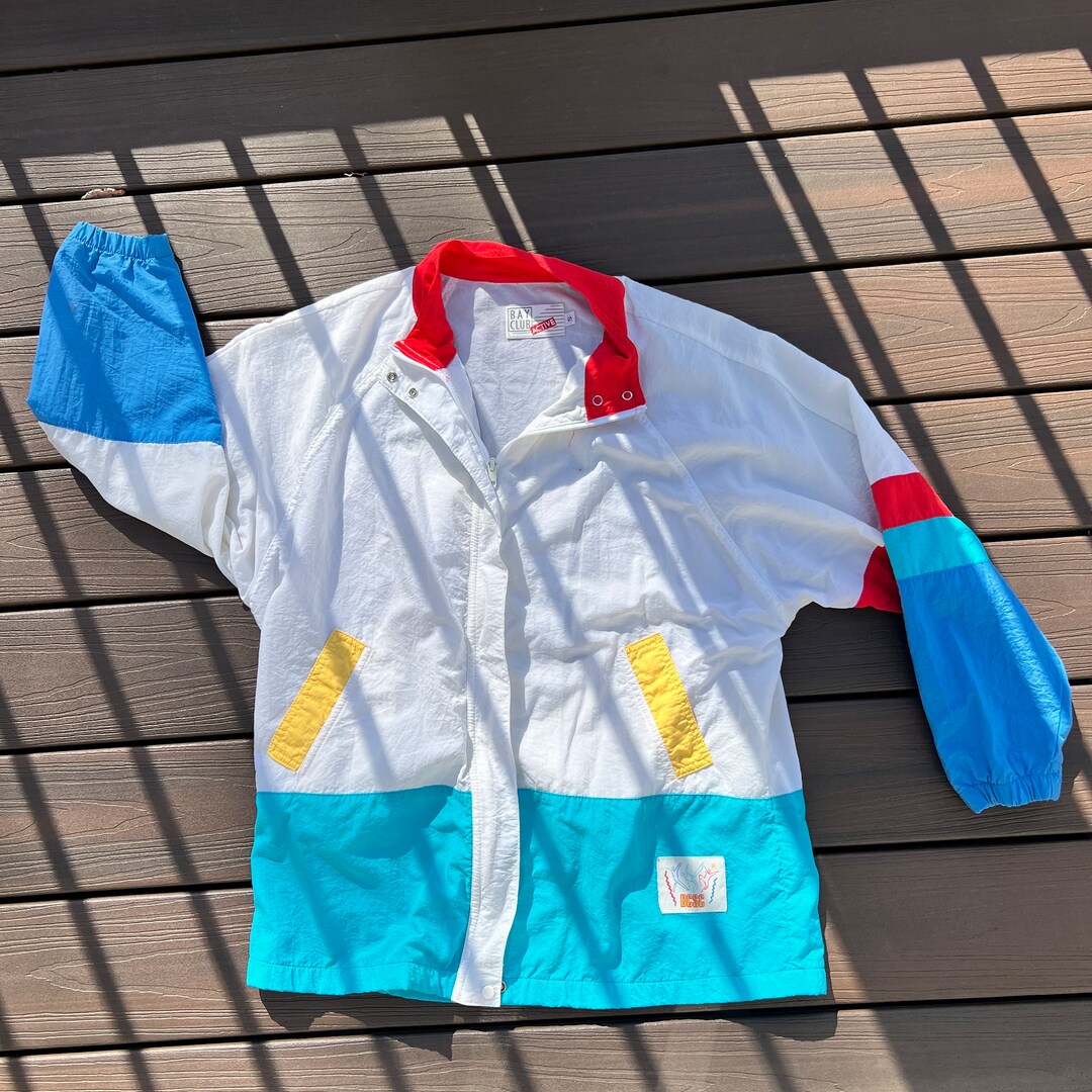 Vintage 90s Bay Club Windbreaker – Men's Small Colorblock Jacket - Etsy