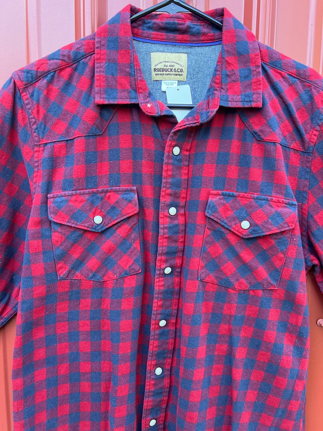 Vintage Roebuck & Co Flannel Shirt – Men's Medium Plaid Long Sleeve - Etsy
