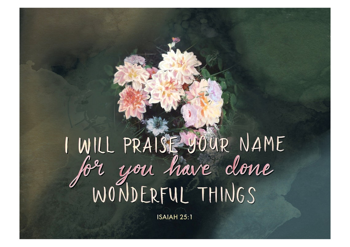 Wonderful Things Isaiah 25:1 Bible verse art print Giclée | Etsy