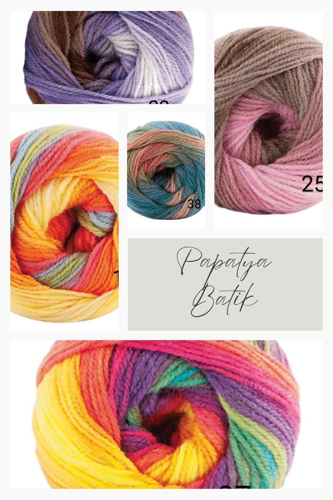 Papatya Batik Yarn DK 100% Acrylic Rainbow Gradient Mandala Variegated ...