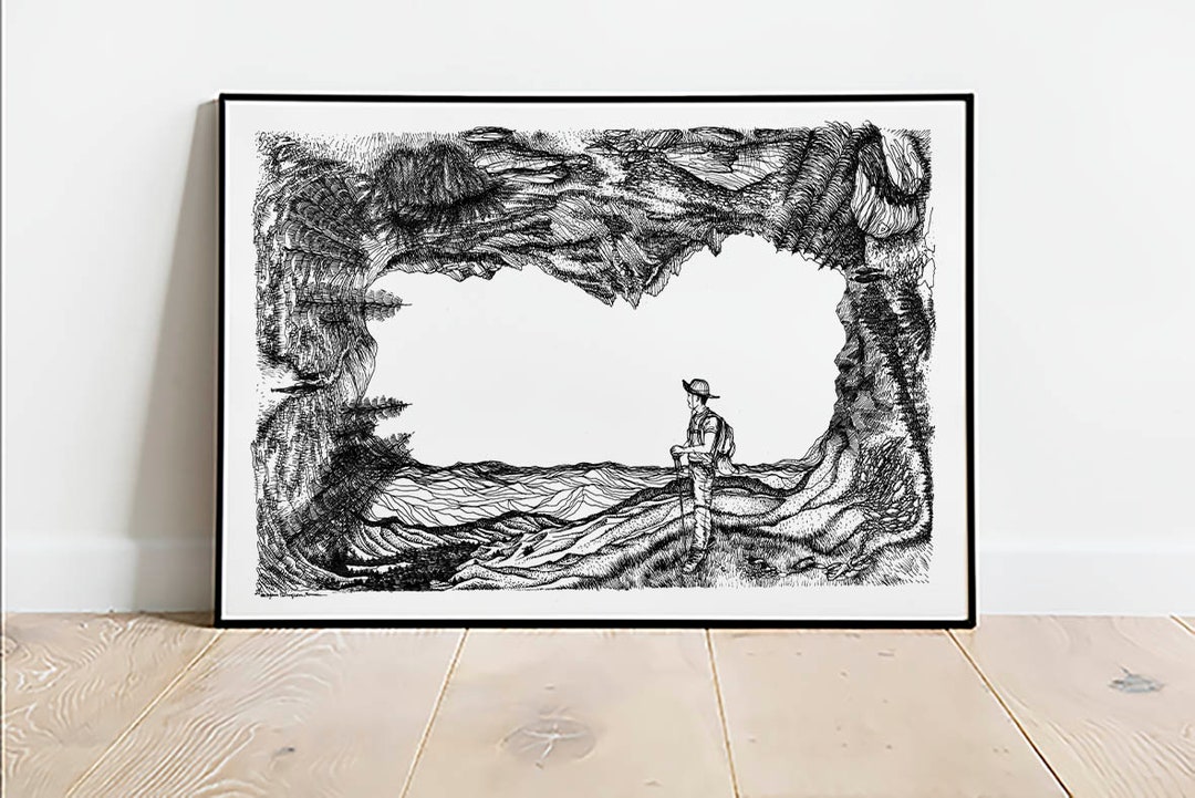 Romania Mountains Art Print, Carpathians Drawing Art, Nature Forest ...