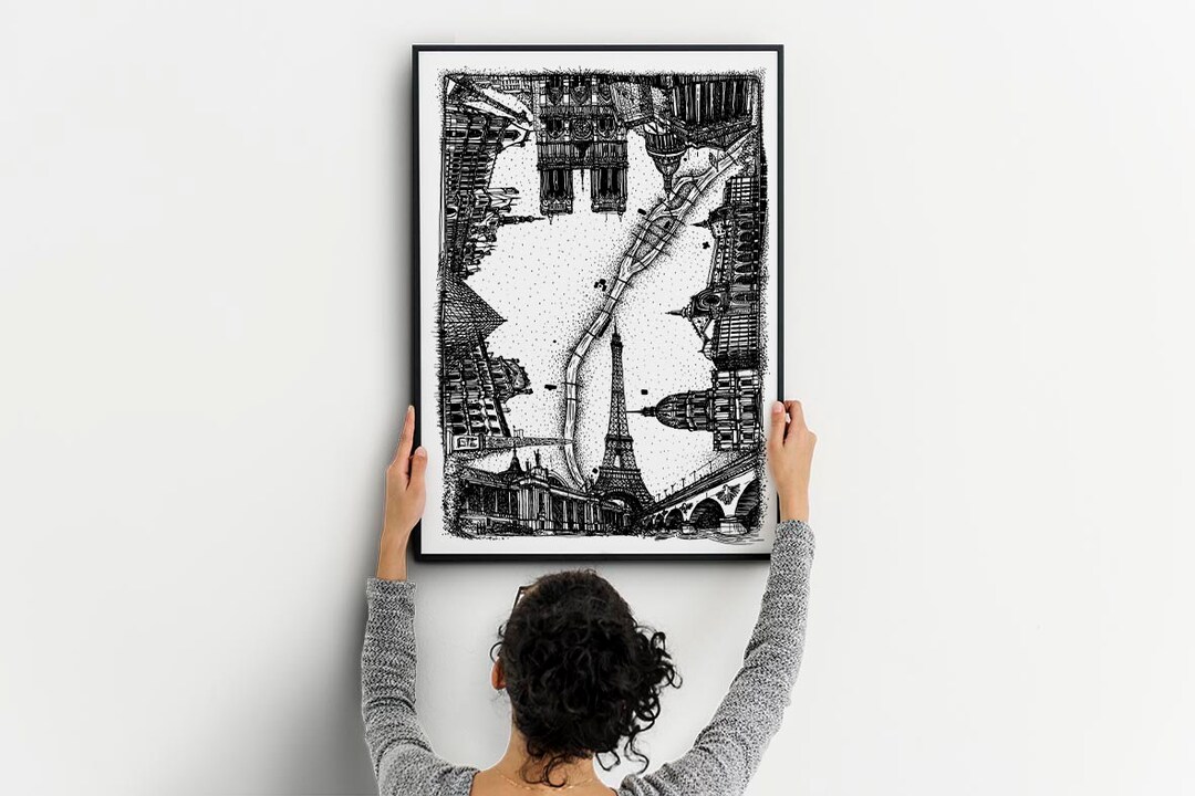 Paris Skyline Print, French Architecture Art Print, Paris Landmark Art ...