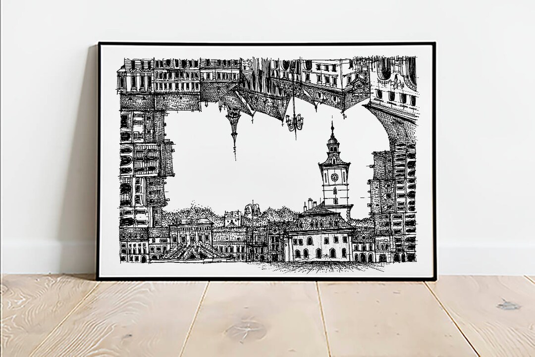 Brasov Romania Art Prints, Hand Drawn Artwork, Brasov Wall Art ...