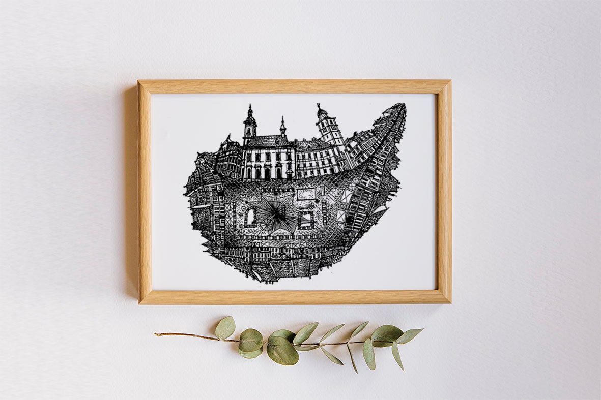 Romanian art print Sibiu Romania poster Romanian prints | Etsy