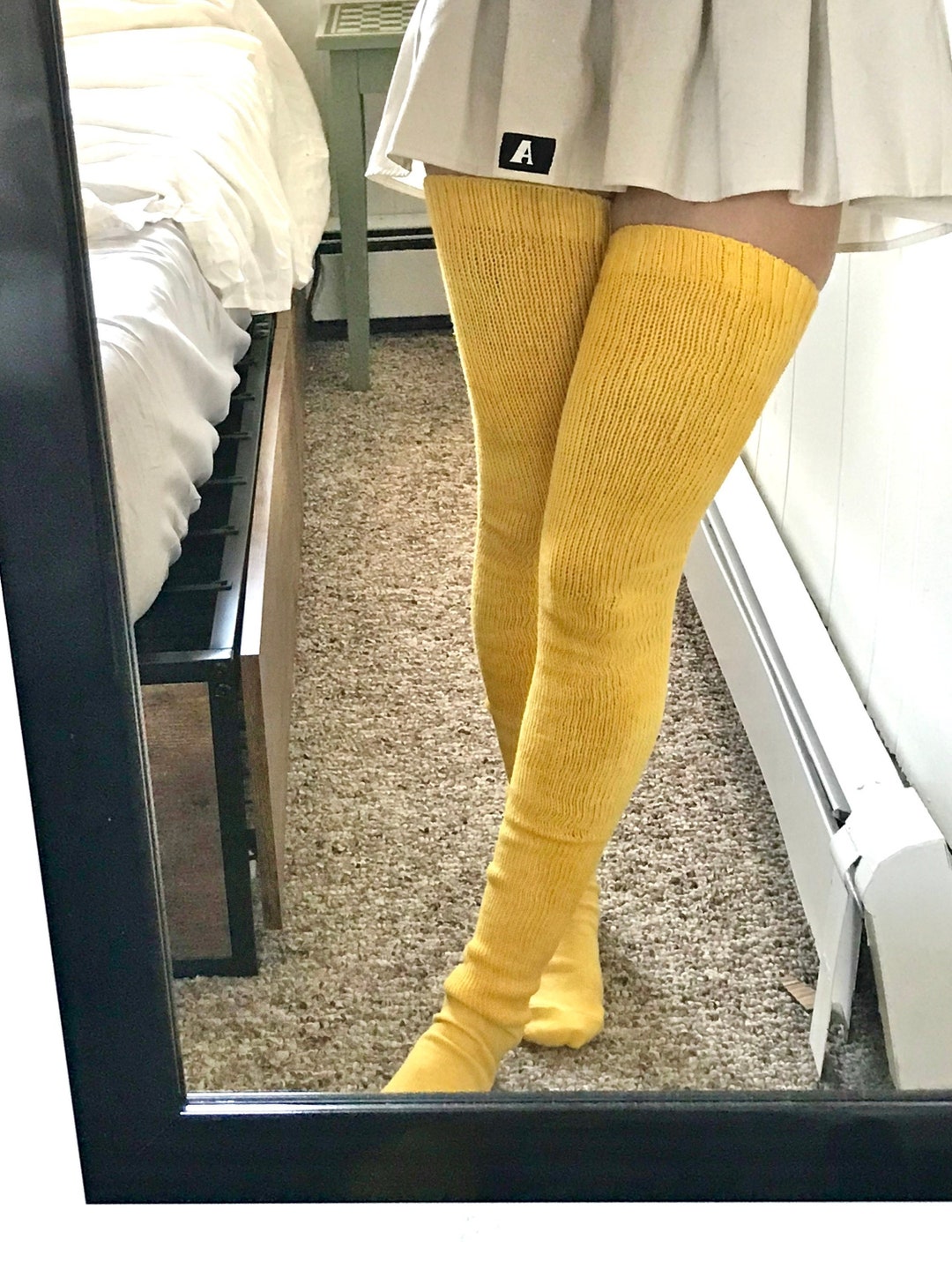 Honey Yellow Thigh High Socks / Naturally Plant Dyed - Etsy