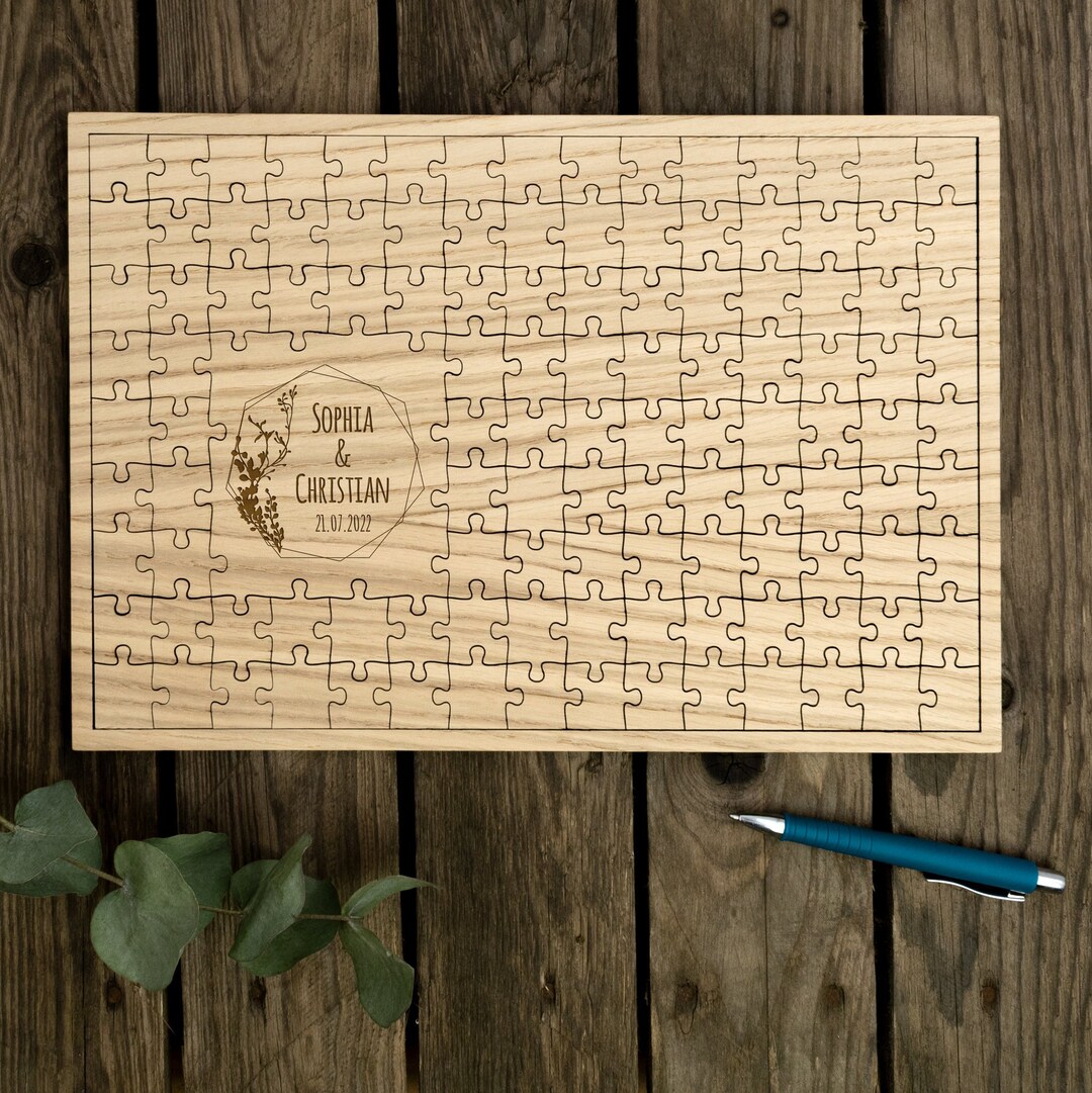 Gästebuch Hochzeit, Puzzle Aus Holz – Gästebuch-puzzle Personalisiert ...