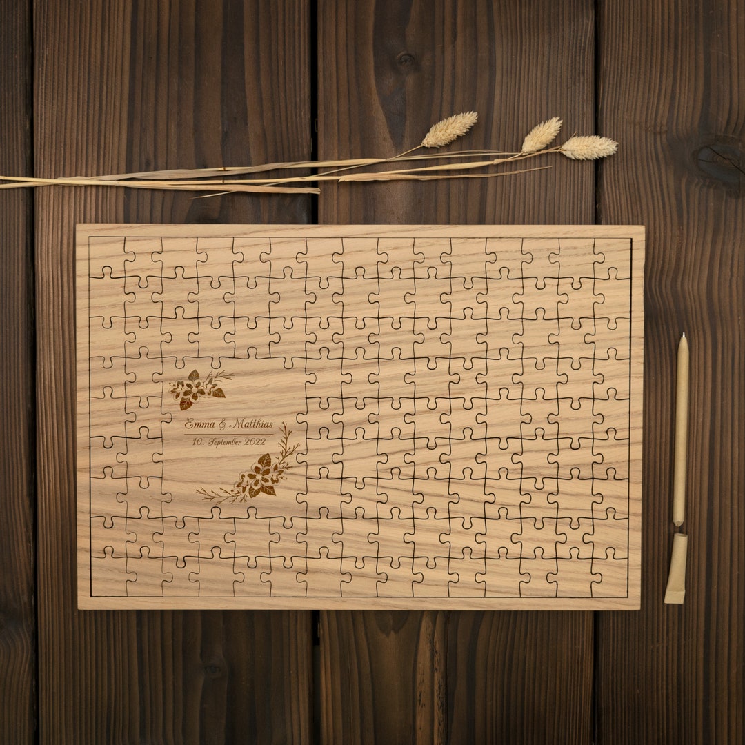 Gästebuch Hochzeit – Puzzle Aus Holz – Gästebuch-puzzle Personalisiert ...