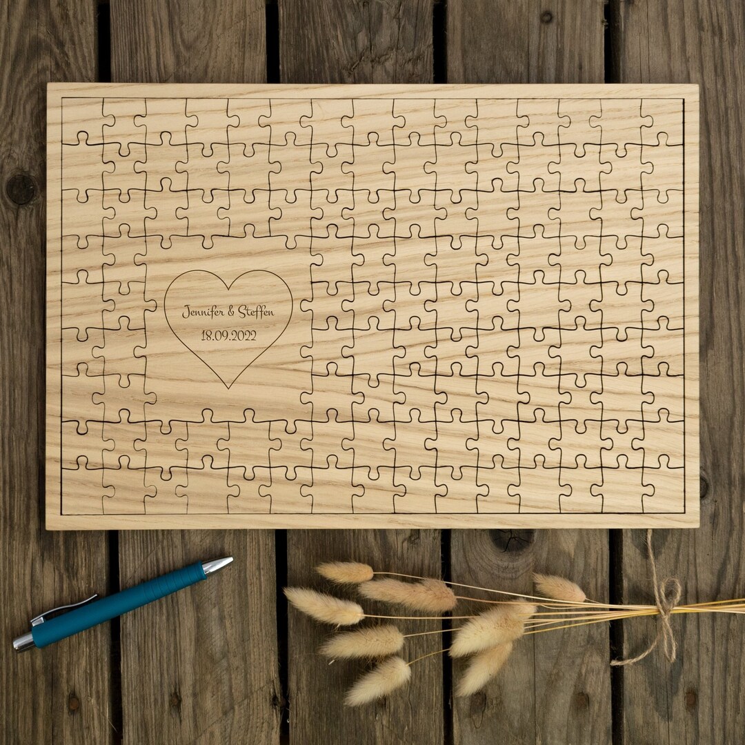 Gästebuch Hochzeit, Puzzle aus Holz – Gästebuch personalisiert mit ...