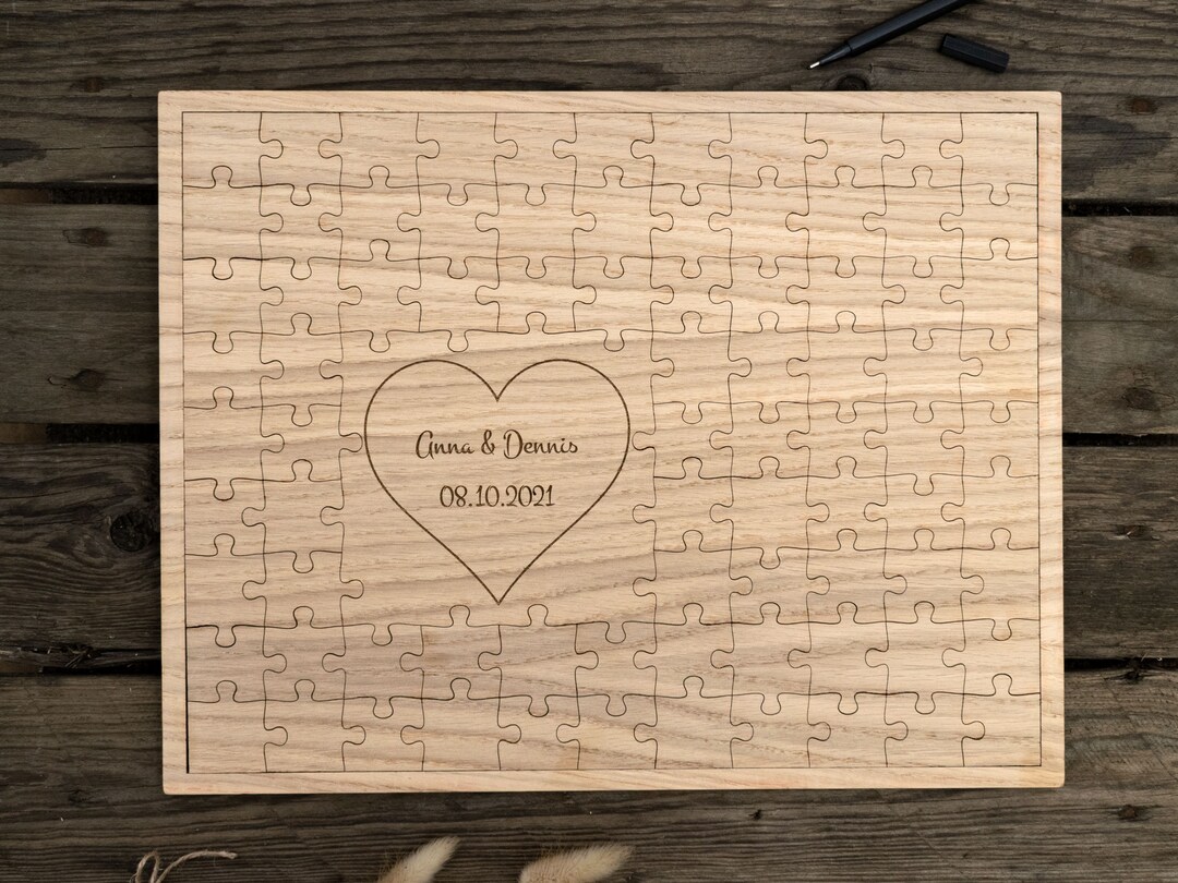 Gästebuch Puzzle für Hochzeit, personalisiert mit Namen + Datum ...