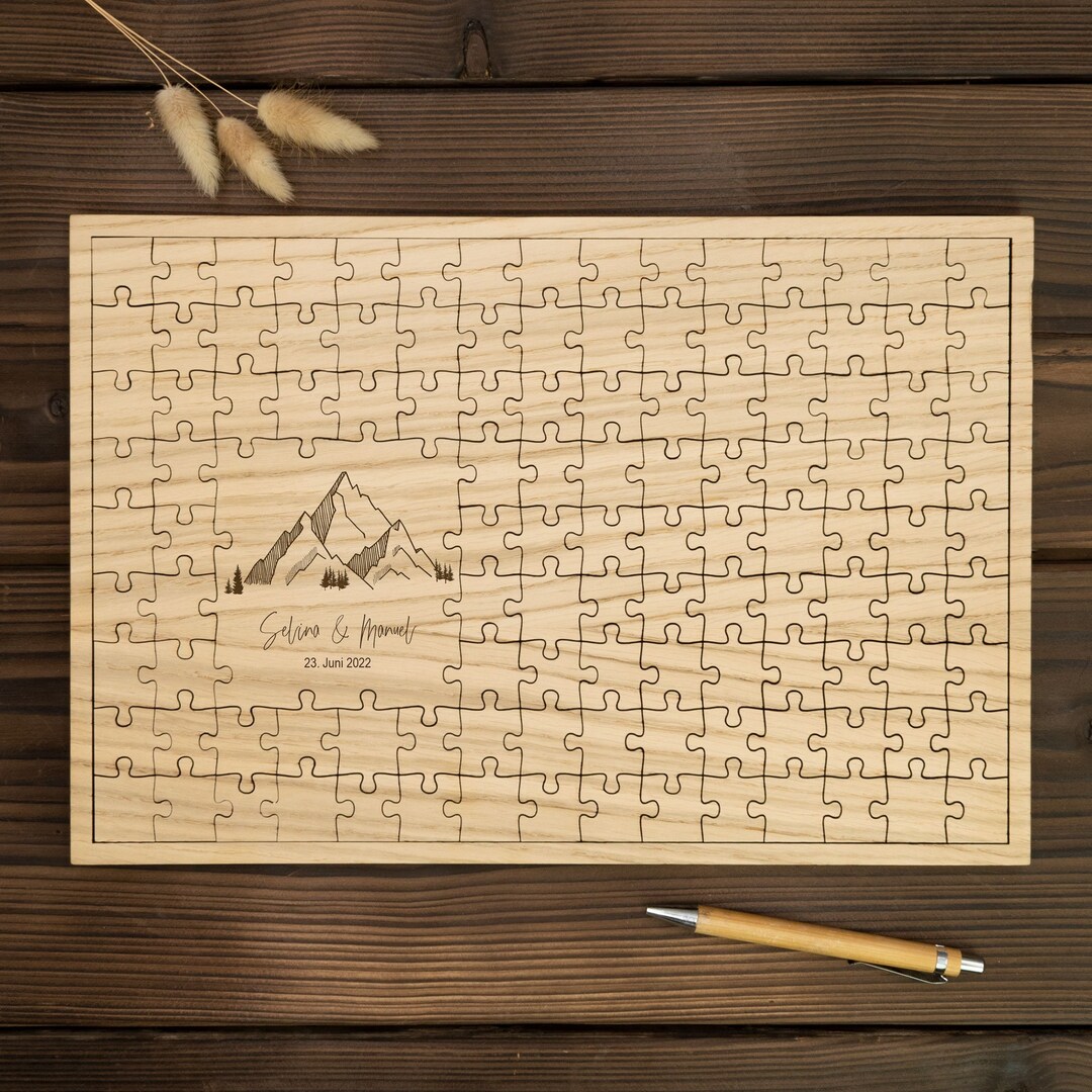 Gästebuch Hochzeit, Puzzle Aus Holz – Gästebuchpuzzle Personalisiert ...