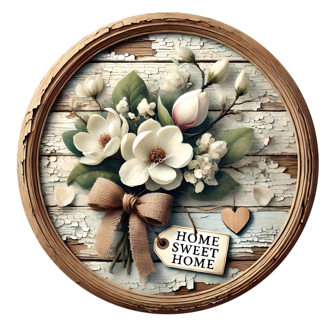 Home Sweet Home Magnolia Wreath Sign, Floral Wreath Sign, Spring Wreath ...