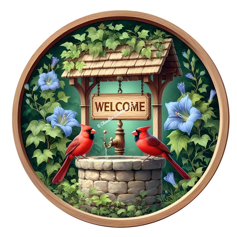 Cardinal Welcome Sign - Etsy