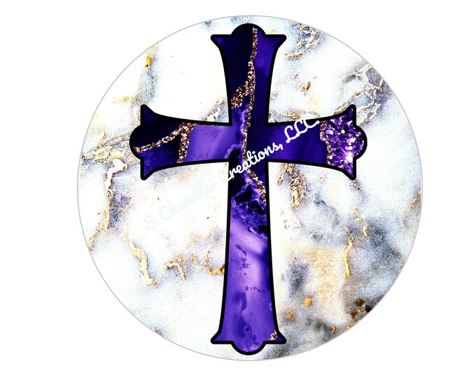 Purple Cross Sign, Religious Wreath Attachment, Christian Sign, Easter ...