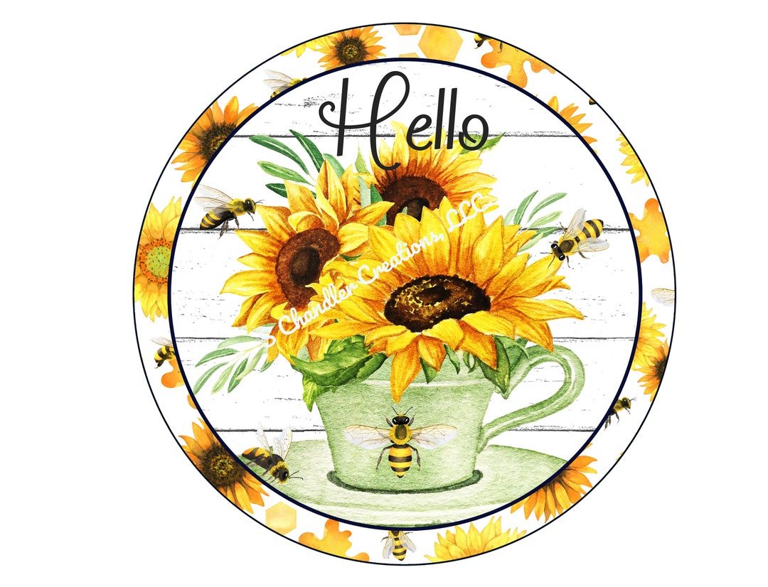 Hello Wreath Sign,sunflower Wreath Sign,spring, Summer, Wreath Sign ...