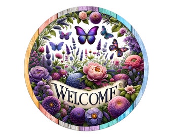 Spring Welcome Round Wreath Sign, Welcome Wreath Sign, Spring Wreath ...