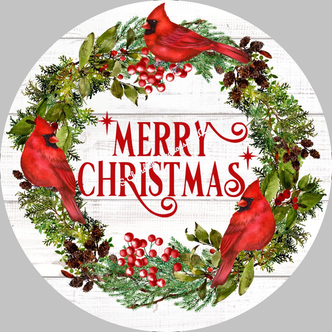 Merry Christmas Wreath Sign,red Cardinal Wreath Sign,metal Wreath Sign ...