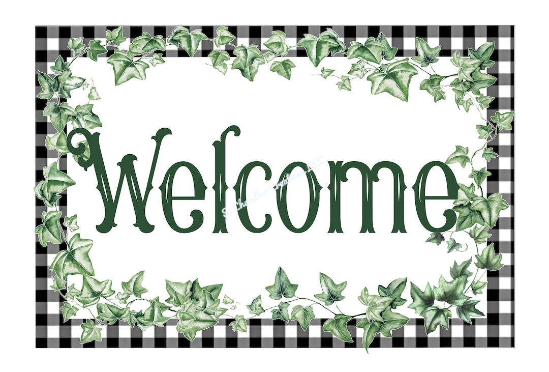 Welcome Wreath Sign,buffalo Plaid Ivy Wreath Sign,metal Wreath Sign ...