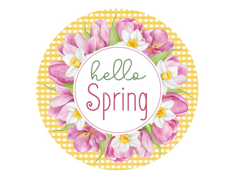 Hello Spring Wreath Sign, Spring Wreath Sign, Round Wreath Sign, Signs ...