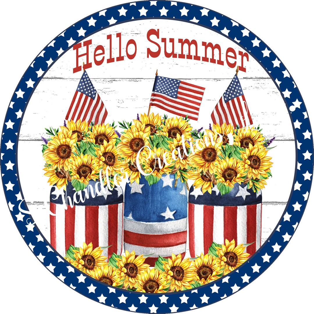 Hello Summer Wreath Sign, Memorial Day Wreath Sign,patriotic Wreath ...