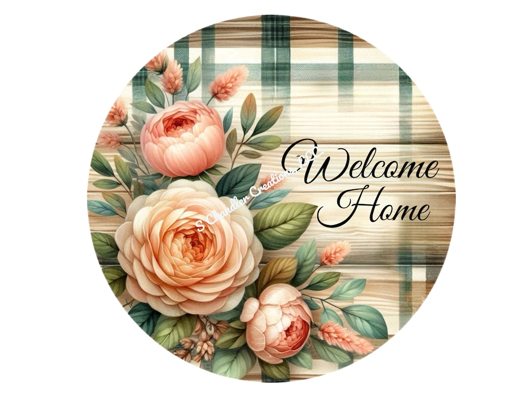 Welcome Home Pink Rose Wreath Sign, Floral Wreath Sign, Spring Wreath ...