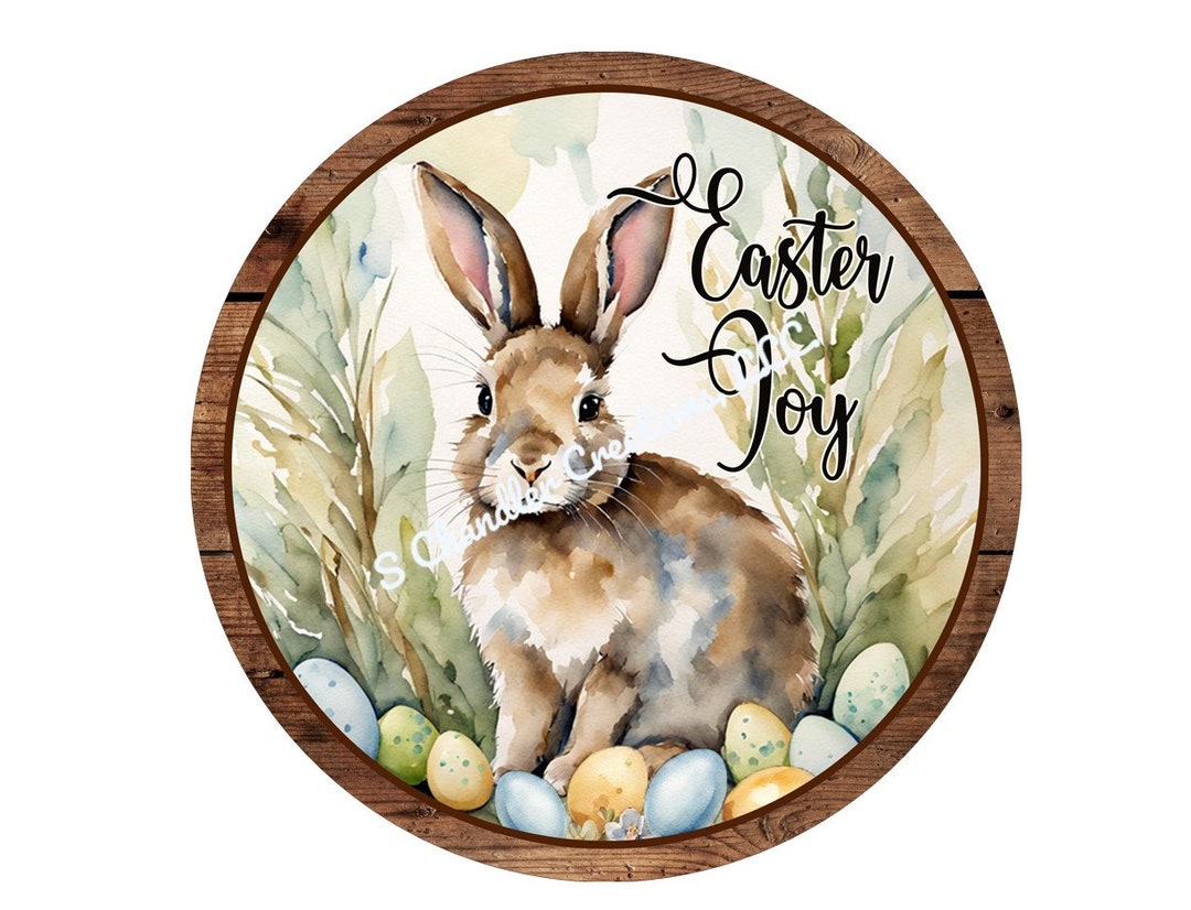 Easter Joy Wreath Sign,easter Bunny Wreath Sign,metal Wreath Sign,round ...