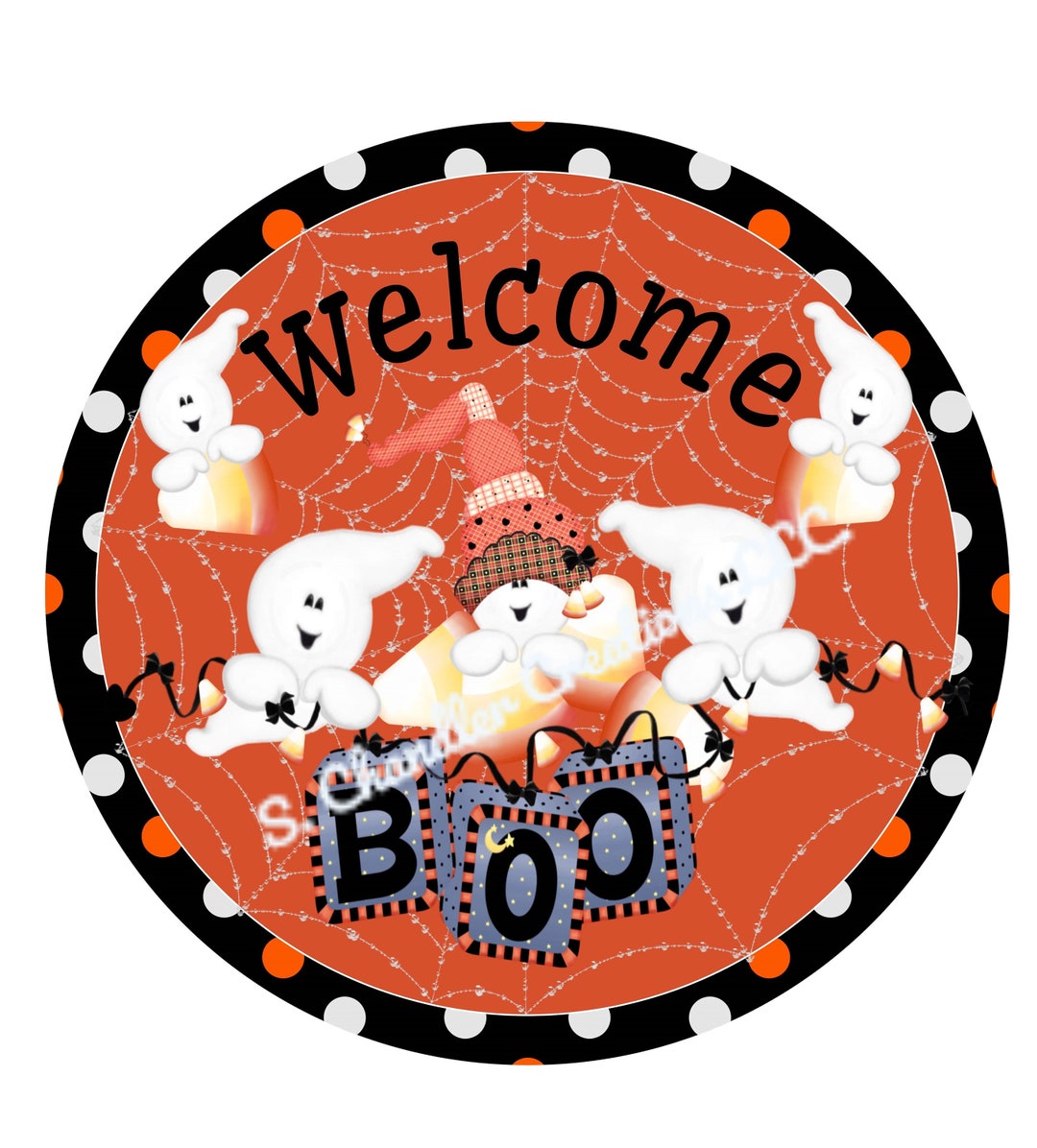 Welcome Boo Wreath Sign,halloween Wreath Sign,metal Wreath Sign,round ...