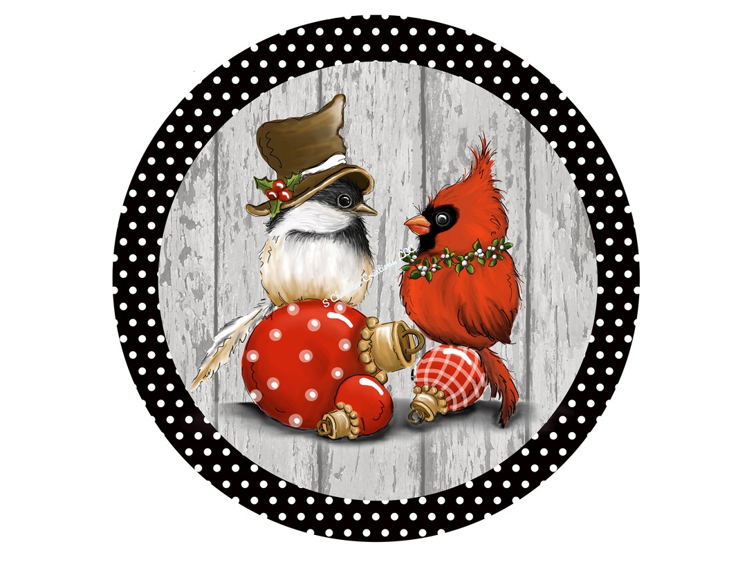 Cardinal and Chickadee Wreath Sign,cardinal Wreath Sign,christmas ...
