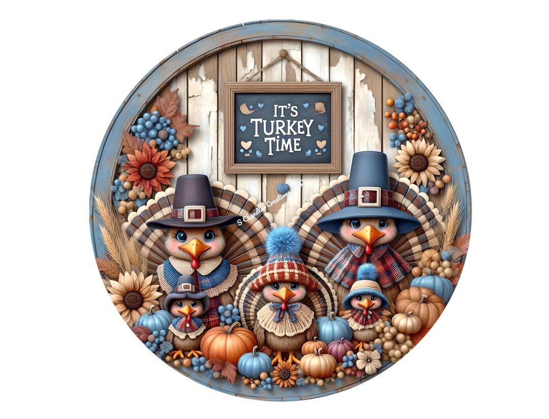 Its Turkey Time Wreath Sign, Turkey Wreath Sign, Fall Wreath Sign ...